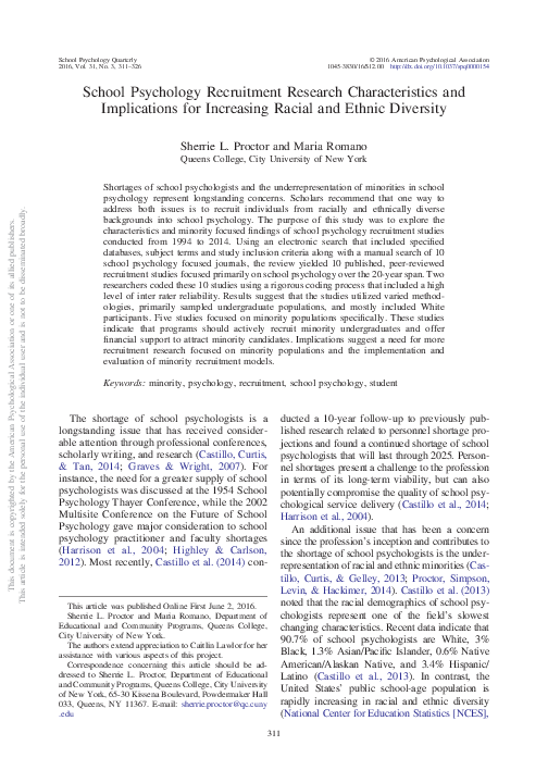 (PDF) School Psychology Recruitment Research Characteristics and ...
