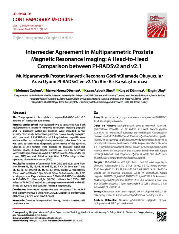 (PDF) Interreader agreement in different PI-RADS systems in multiparametric prostate magnetic ...