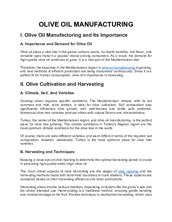 (PDF) Olive Oil Manufacturing