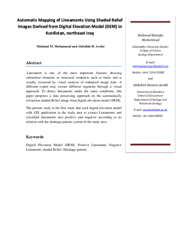 (PDF) Automatic Mapping of Lineaments Using Shaded Relief Images Derived from Digital Elevation ...