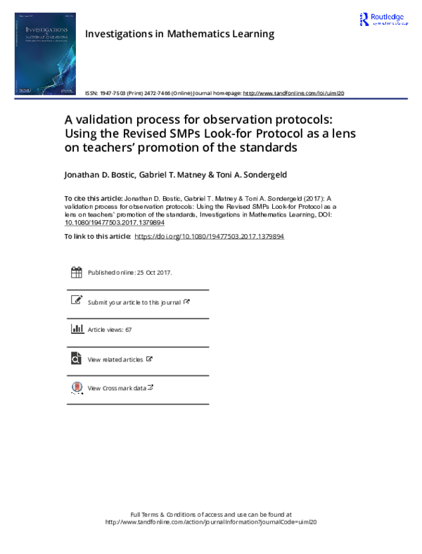 (PDF) A validation process for observation protocols: Using the Revised ...