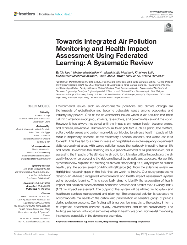 (PDF) Towards Integrated Air Pollution Monitoring and Health Impact ...