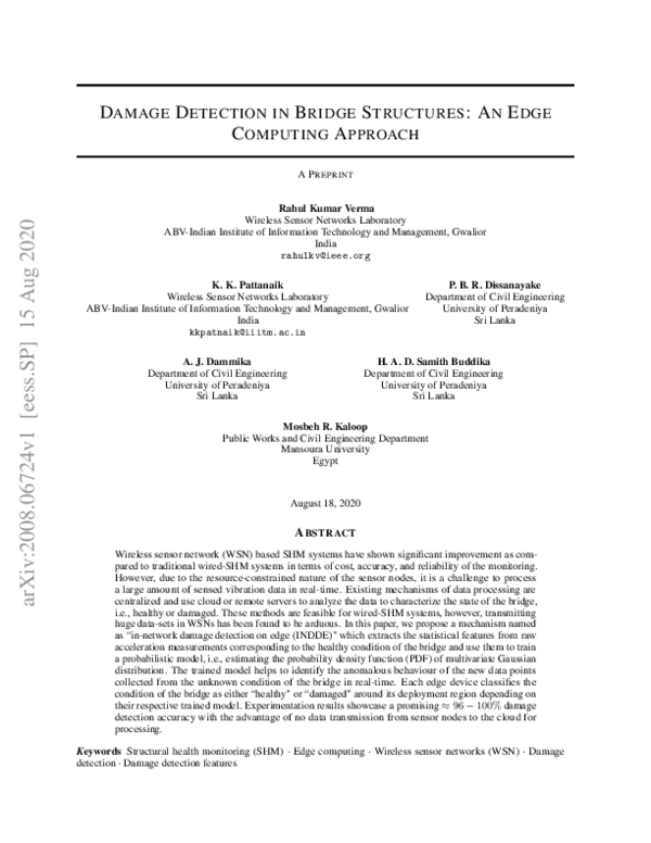 (PDF) Damage Detection in Bridge Structures: An Edge Computing Approach