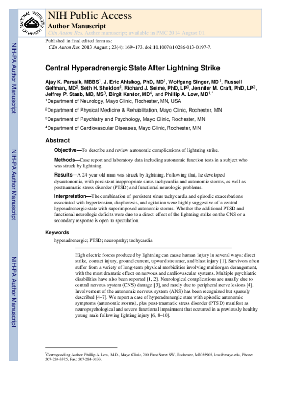 (PDF) Central hyperadrenergic state after lightning strike