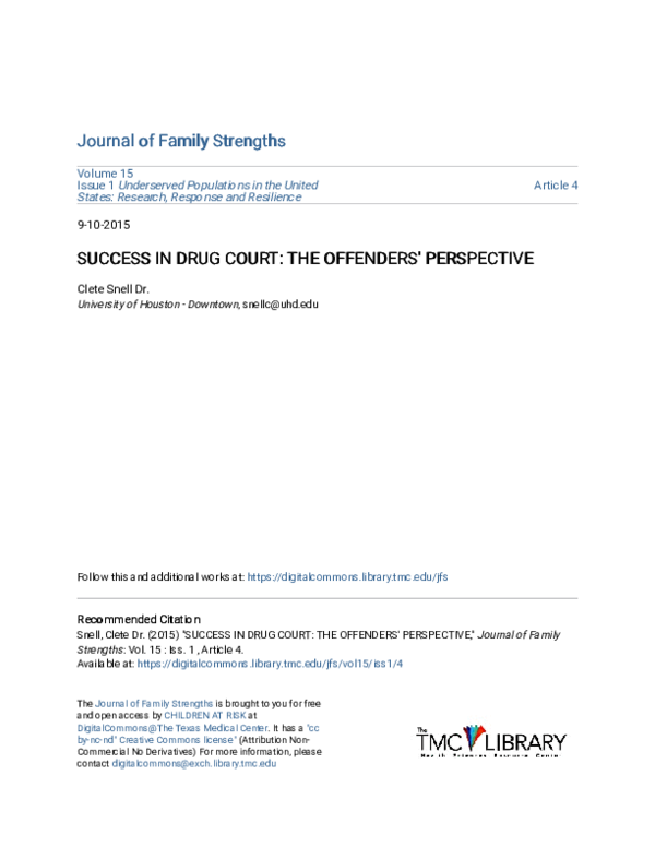 (PDF) Success in Drug Court: The Offenders' Perspective