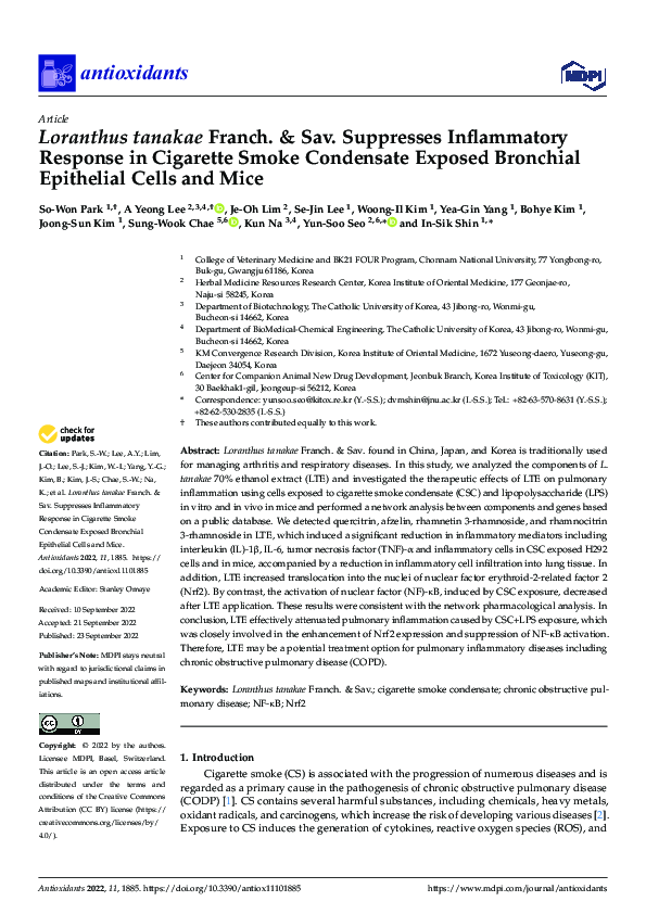 (PDF) Loranthus tanakae Franch. & Sav. Suppresses Inflammatory Response ...