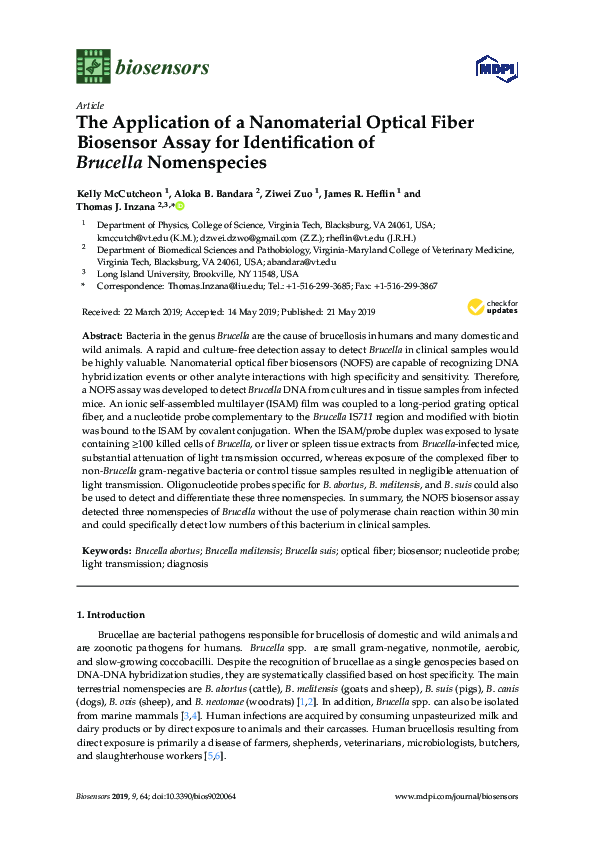 (PDF) The Application of a Nanomaterial Optical Fiber Biosensor Assay ...