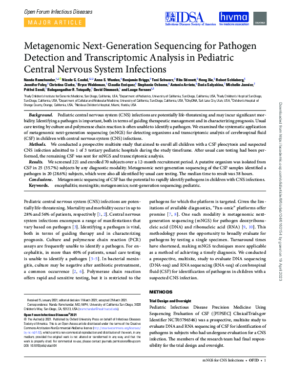 (PDF) Metagenomic Next-Generation Sequencing for Pathogen Detection and Transcriptomic Analysis ...
