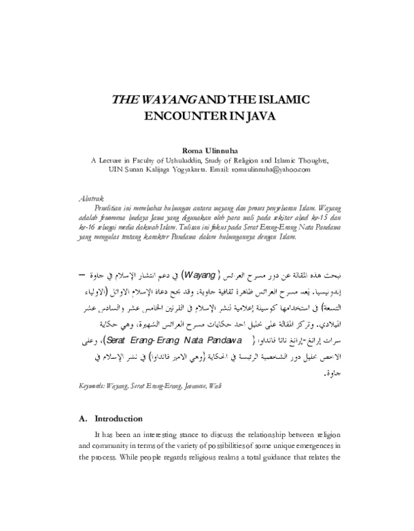 (PDF) The Wayang and the Islamic Encounter in Java