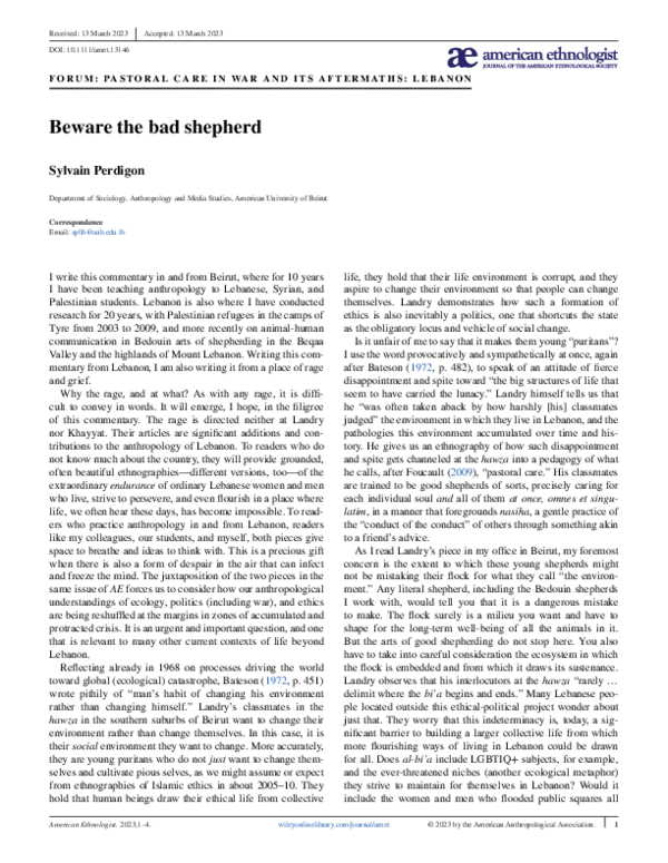 (PDF) Beware the bad shepherd