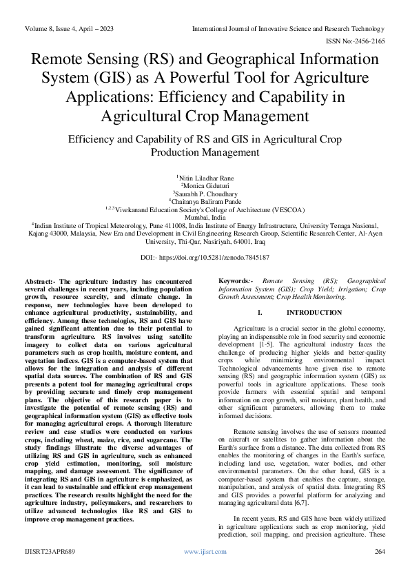 (PDF) Remote Sensing (RS) and Geographical Information System (GIS) as A Powerful Tool for ...