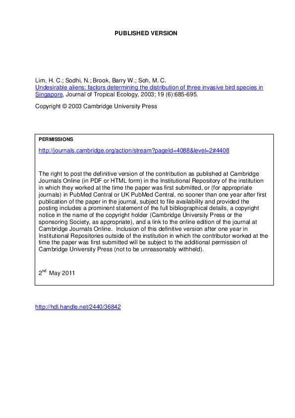 (PDF) Undesirable aliens: factors determining the distribution of three ...