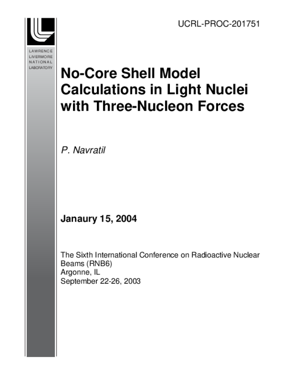 (PDF) No-Core Shell-Model calculations in light nuclei with three-nucleon forces