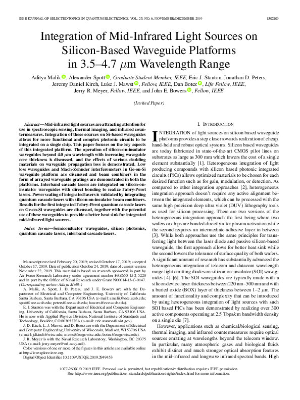 (PDF) Integration of Mid-Infrared Light Sources on Silicon-Based Waveguide Platforms in 3.5–4.7 ...