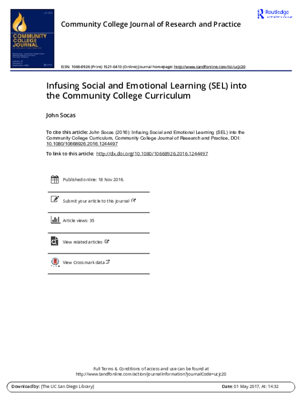 (PDF) Integrating SEL in Community College Curricula