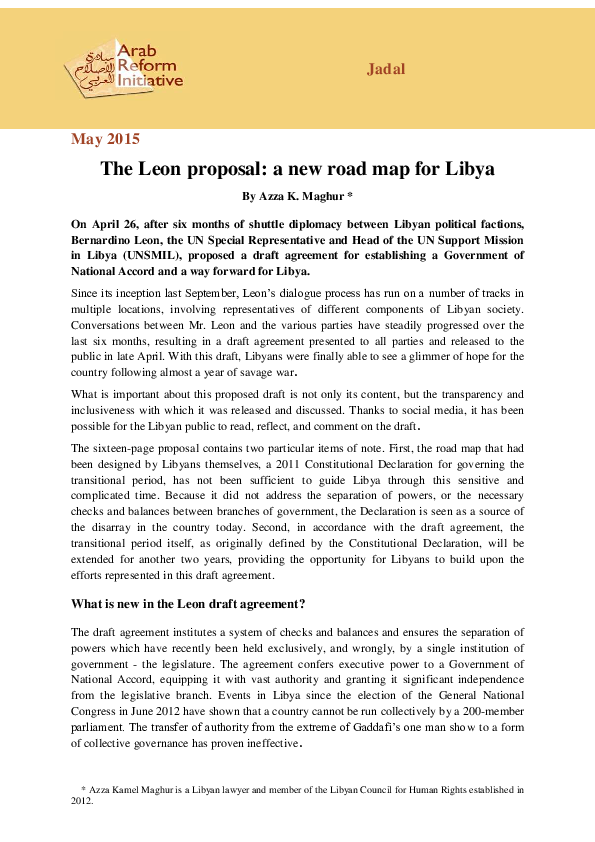 (PDF) The Leon proposal: a new road map for Libya