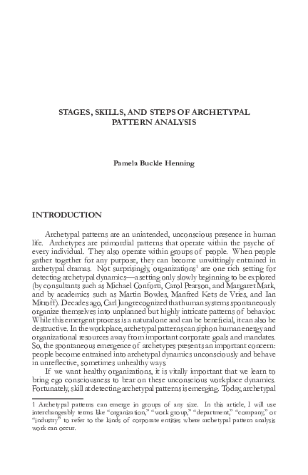 (PDF) Stage, skills, and steps of archetypal pattern analysis