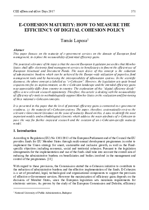 (PDF) E-Cohesion maturity: How to measure the efficiency of digital ...