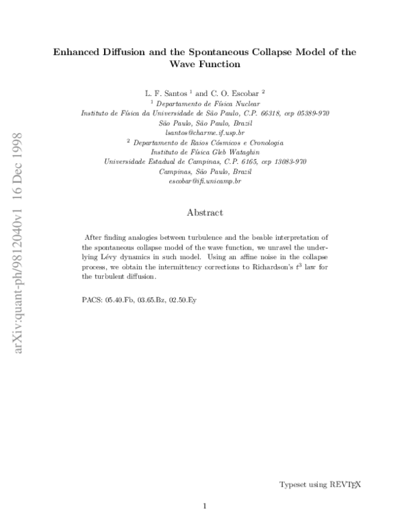(PDF) Lévy Dynamics in Spontaneous Wave Function Collapse