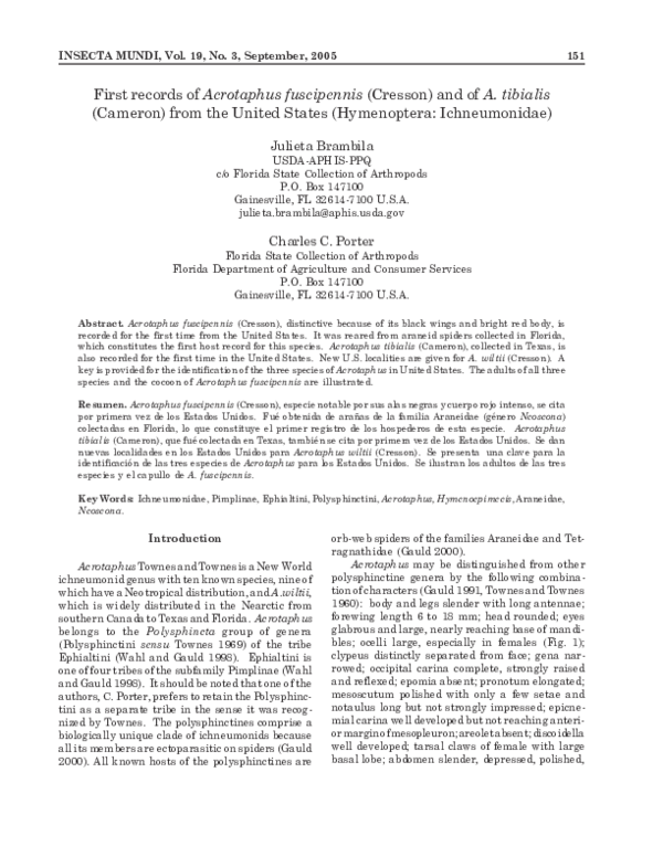 (PDF) First records of Acrotaphus fuscipennis (Cresson) and of A ...