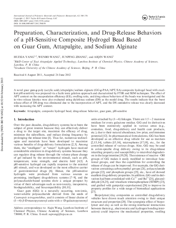 (PDF) Preparation, Characterization, and Drug-Release Behaviors of a pH ...