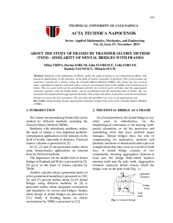 (PDF) About the Study of Frames by Transfer-Matrix Method (TMM ...
