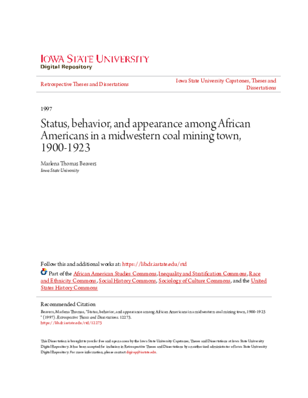 (PDF) Status, behavior, and appearance among African Americans in a ...
