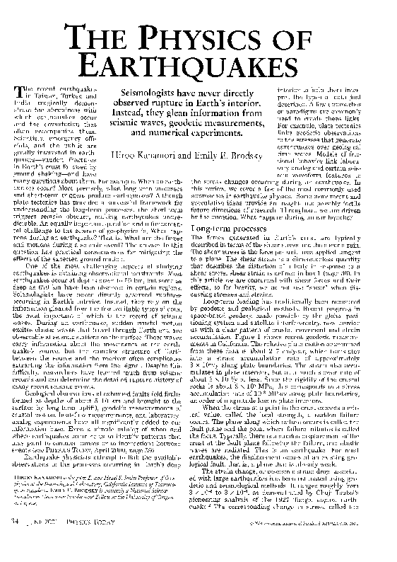 (PDF) Geocomplexity and the Physics of Earthquakes
