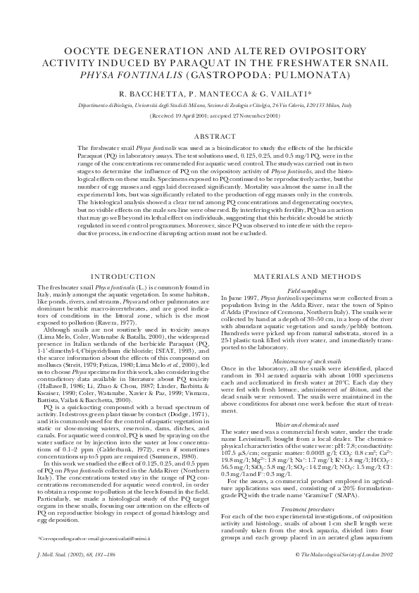 (PDF) Oocyte Degeneration and Altered Ovipository Activity Induced by ...