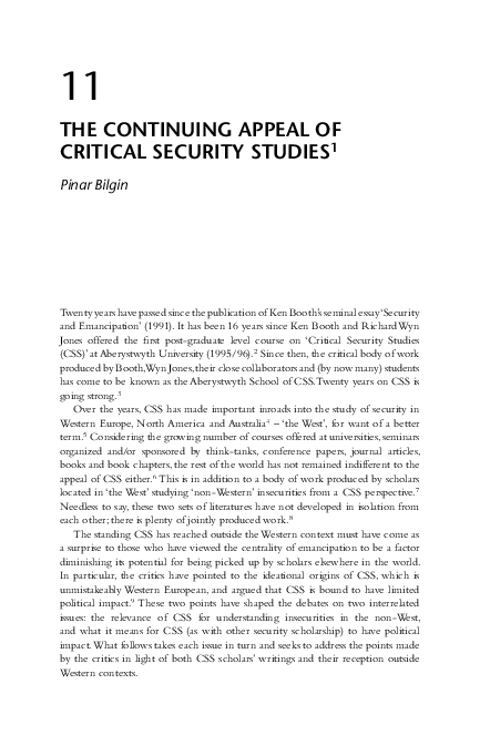 (PDF) Critical Theory in International Relations and Security Studies