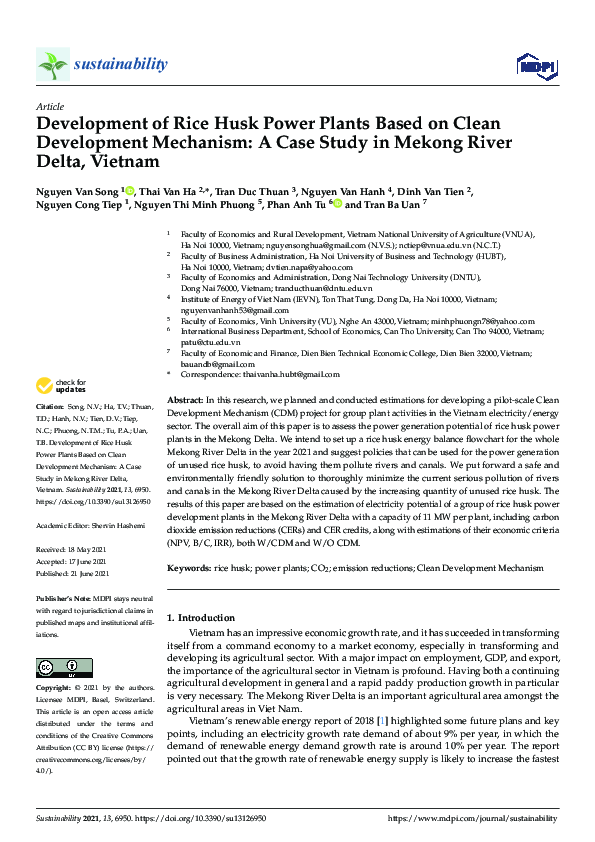 (PDF) Development of Rice Husk Power Plants Based on Clean Development ...