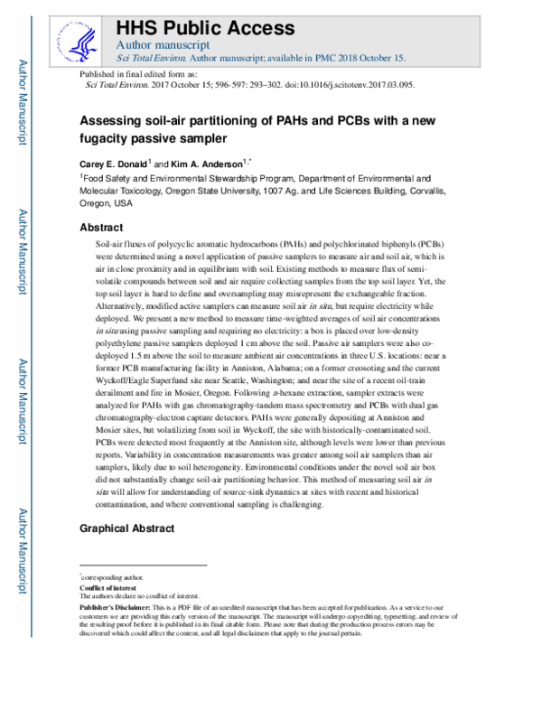 (PDF) Assessing soil-air partitioning of PAHs and PCBs with a new ...