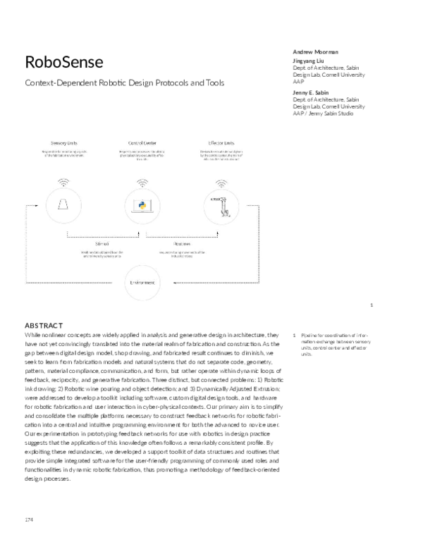 (PDF) RoboSense: Context-Dependent Robotic Design Protocols and Tools | Jenny Sabin - Academia.edu