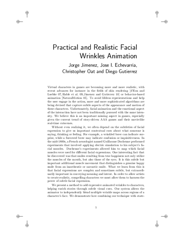 (PDF) Practical and Realistic Facial Wrinkles Animation