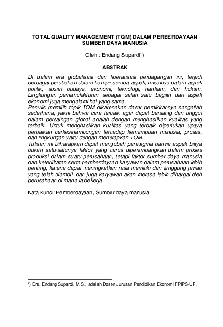 (PDF) Total Quality Management (TQM) Dalam Perberdayaan Sumber Daya Manusia