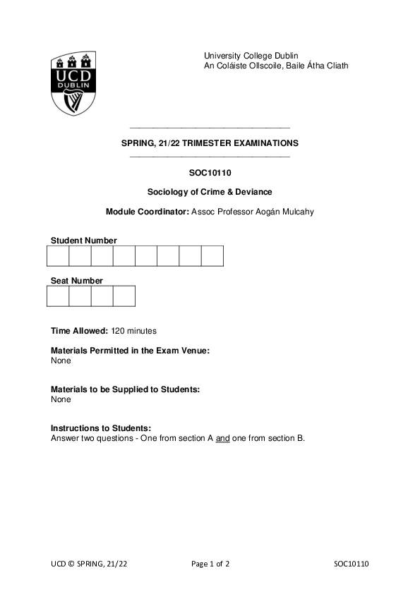 (PDF) Materials Permitted in the Exam Venue: None Materials to be ...
