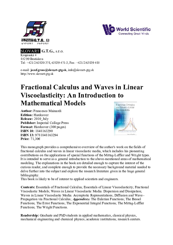 (PDF) Fractional Calculus and Waves in Linear Viscoelasticity