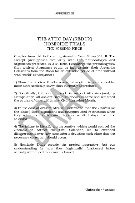 (PDF) AYP Vol. II: Attic Days & Homicide Trials (Athenian Calendar)
