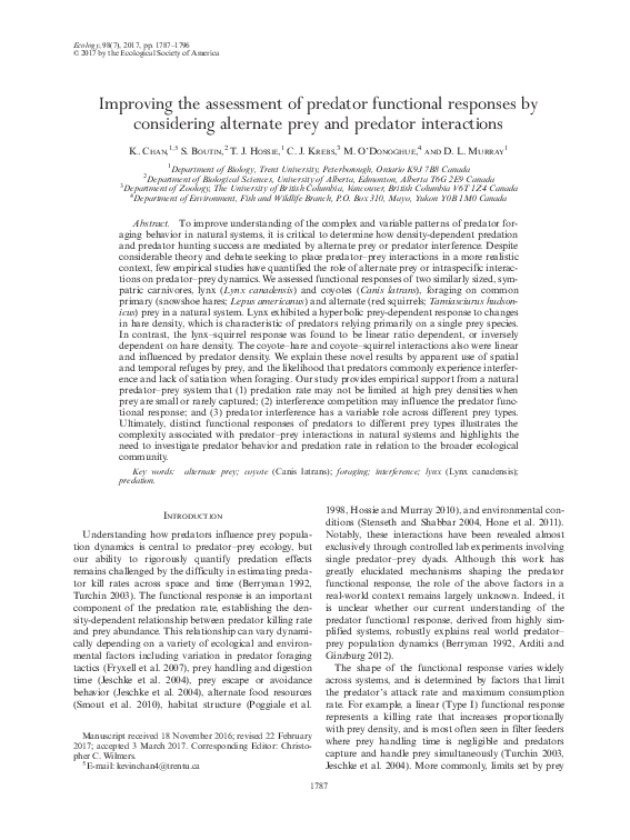 (PDF) Improving the assessment of predator functional responses by ...