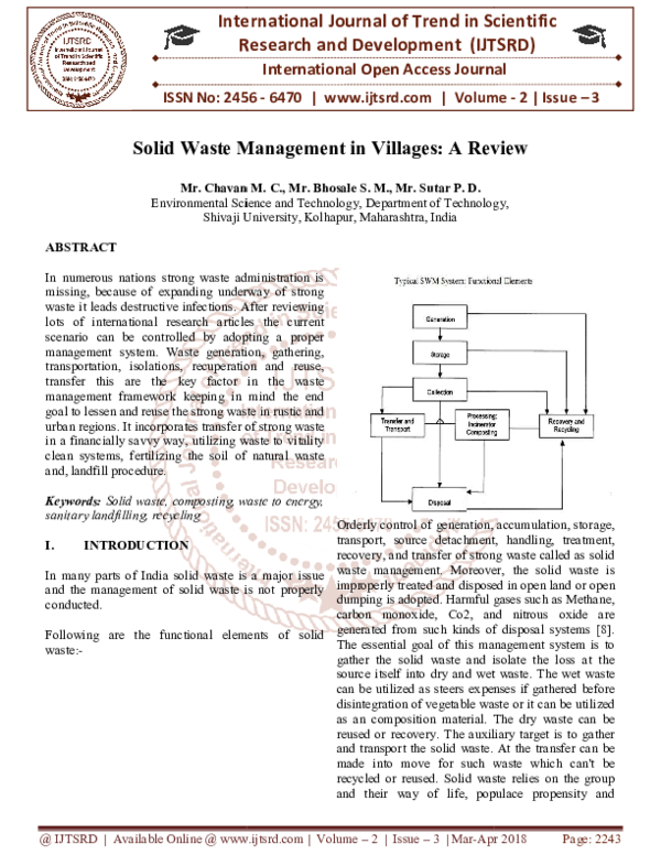 (PDF) Solid Waste Management in Villages: A Review