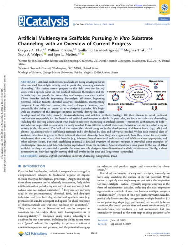 (PDF) Artificial Multienzyme Scaffolds: Pursuing in Vitro Substrate Channeling with an Overview ...