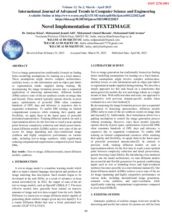 (PDF) Novel Implementation of TEXT2IMAGE