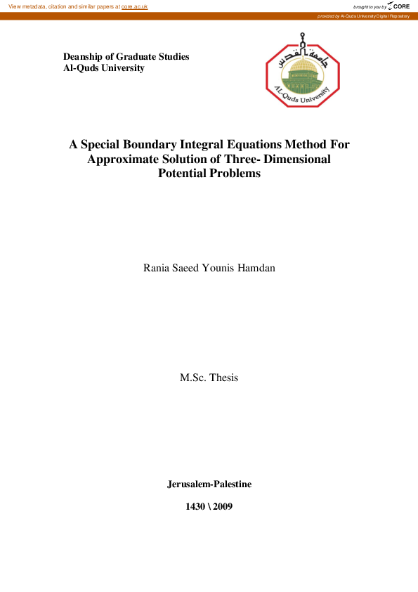 (PDF) A Special Boundary Integral Equations Method For Approximate Solution of Three ...