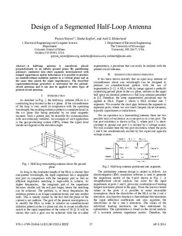 (PDF) Design of a segmented half-loop antenna