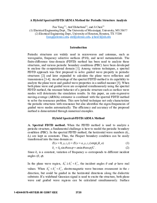 (PDF) A hybrid spectral-FDTD/ARMA method for periodic structure analysis