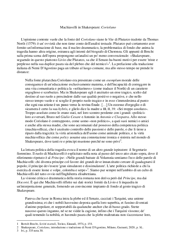 (PDF) Machiavelli in Shakespeare: Coriolano