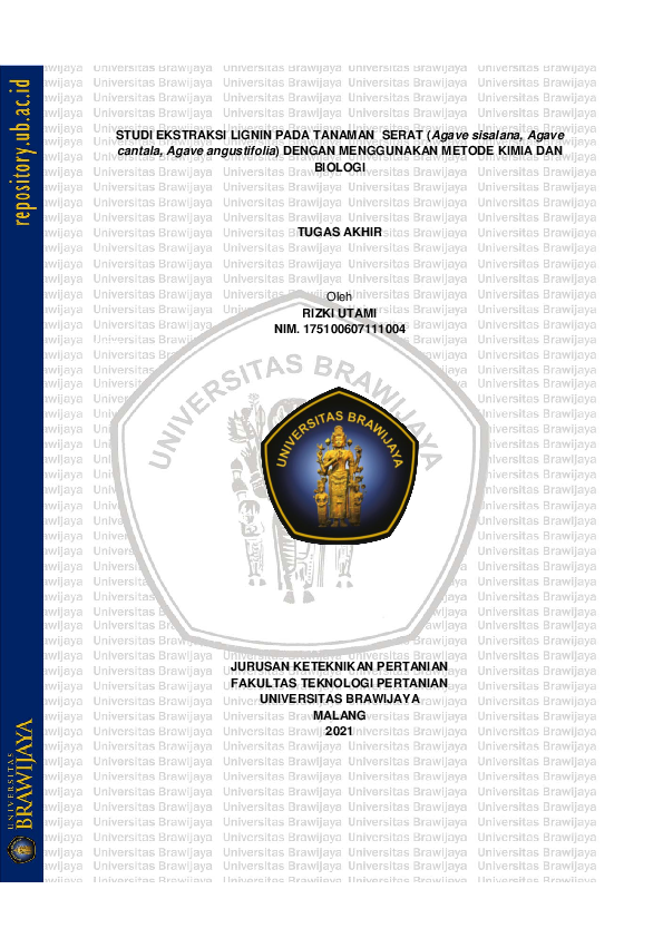 (PDF) Studi Ekstraksi Lignin pada Tanaman Serat (Agave sisalana, Agave ...