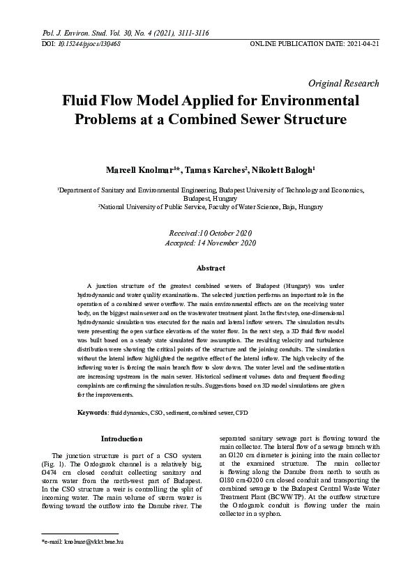 (PDF) Fluid Flow Model Applied for Environmental Problems at a Combined ...