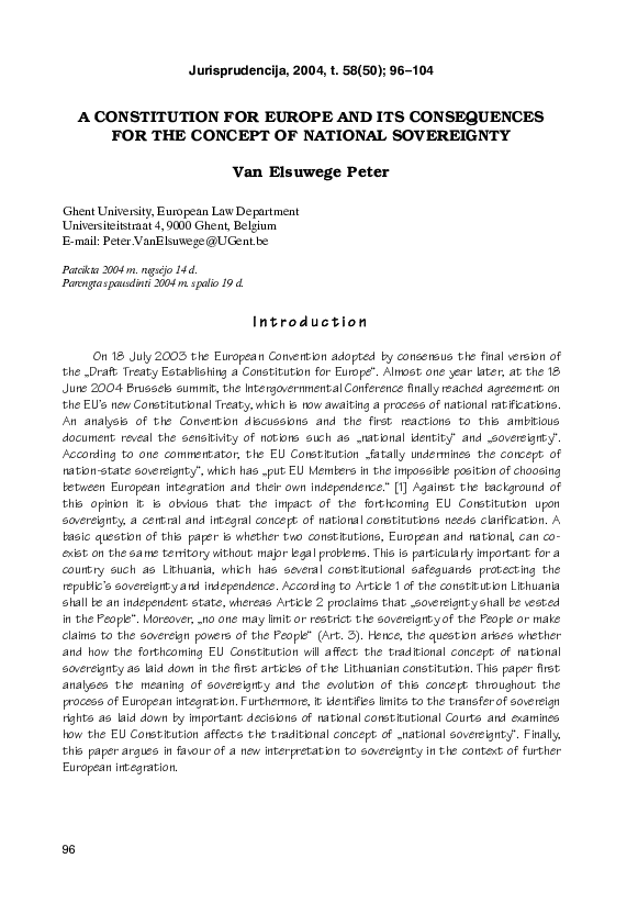 (PDF) A Constitution for Europe and its Consequences for the Concept of ...