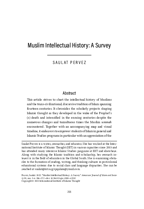 (PDF) Muslim Intellectual History